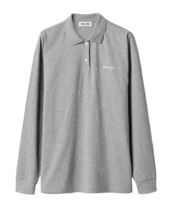 Miu Miu Long Sleeve Jersey Polo Shirt