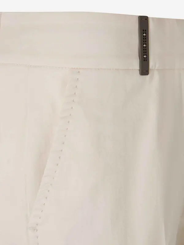 Peserico Casual Pants With Button Welt Pocket And Slit Hem - Beige