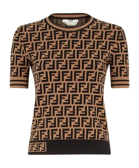 Fendi Ff Motif Knit Short-sleeve Pullover