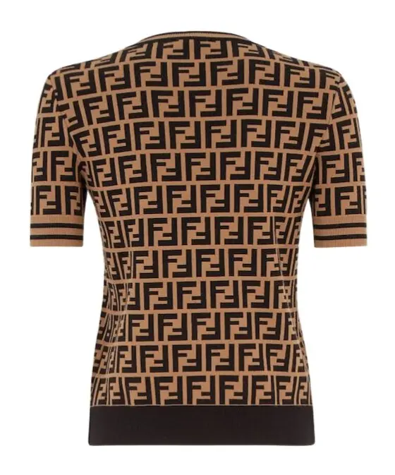 Fendi Ff Motif Knit Short-sleeve Pullover