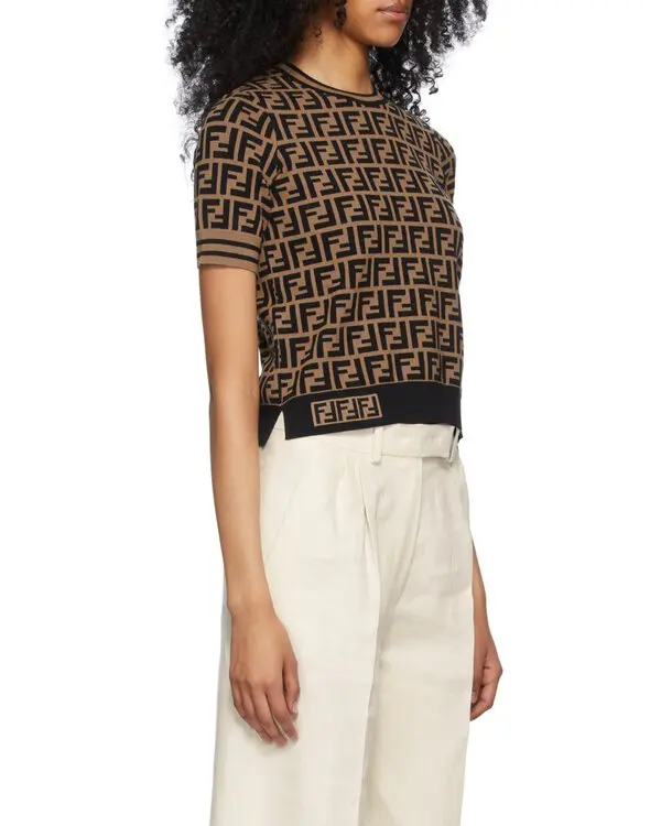 Fendi Ff Motif Knit Short-sleeve Pullover