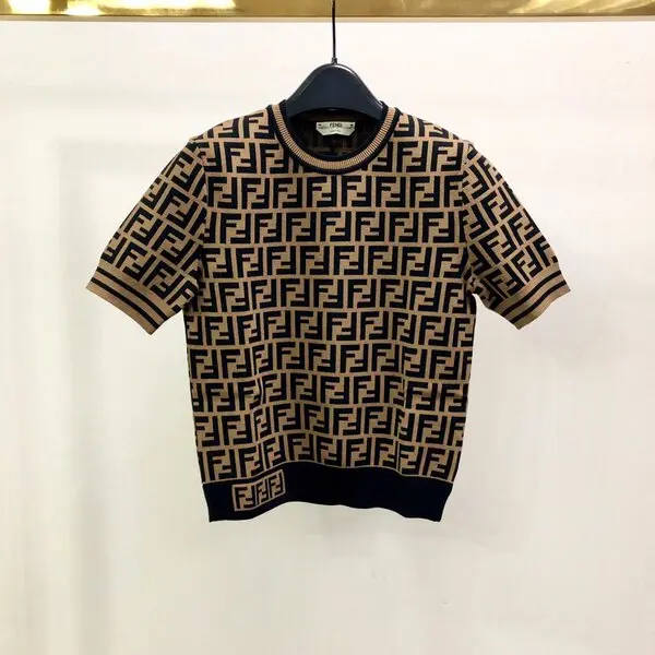 Fendi Ff Motif Knit Short-sleeve Pullover
