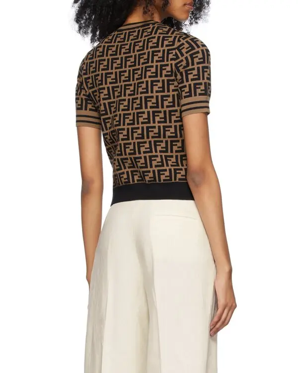 Fendi Ff Motif Knit Short-sleeve Pullover