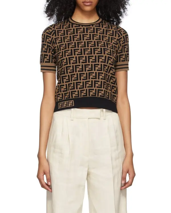 Fendi Ff Motif Knit Short-sleeve Pullover