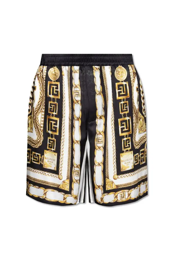 Balmain Relaxed Fit Printed Shorts - Black