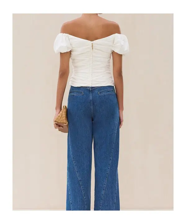 Cult Gaia Off-the-shoulder Bubble Sleeve Wrap Top