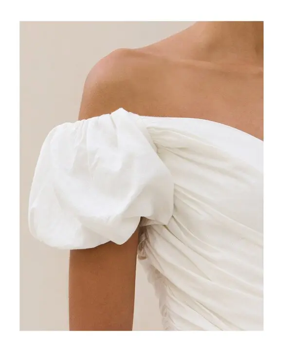 Cult Gaia Off-the-shoulder Bubble Sleeve Wrap Top