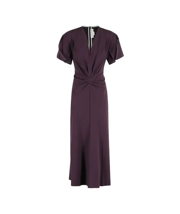 Victoria Beckham Long Sleeve Tie Front Gown - Purple