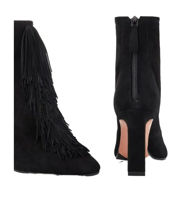 AQUAZZURA 85mm Suede Fringed Ankle Boots