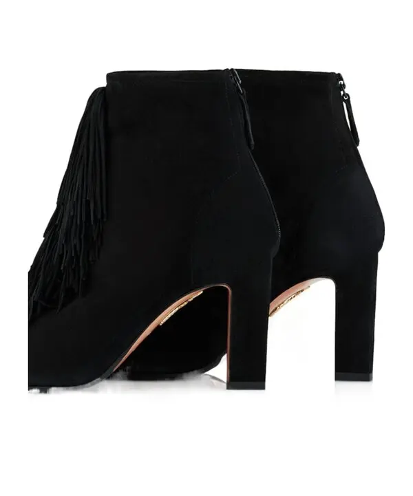 AQUAZZURA 85mm Suede Fringed Ankle Boots