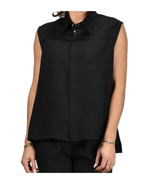 AMI Paris Sleeveless Shirt With Lapel And Snap Closure