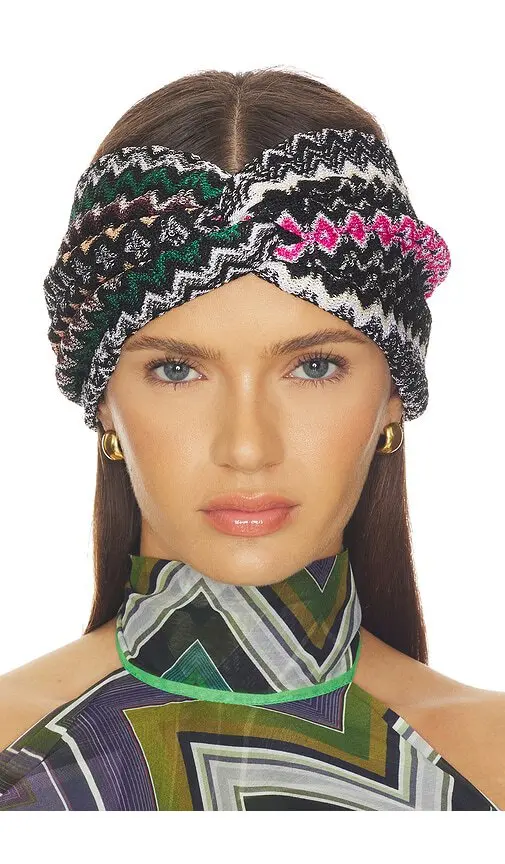 Missoni Headband In Chevron Multi - Black