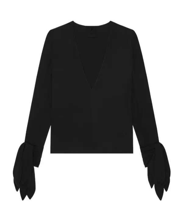 Givenchy 4g Embroidered Deep-v Blouse - Black