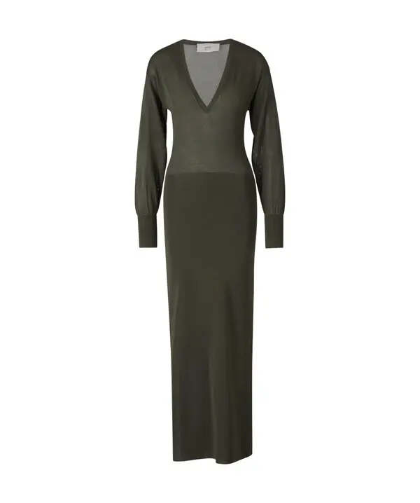 Ami V-neck Maxi Dress With Ribbed Details