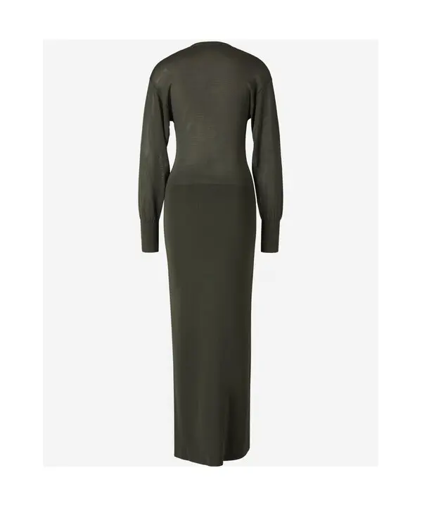 Ami V-neck Maxi Dress With Ribbed Details