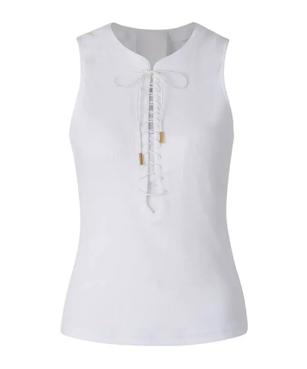 Givenchy Ribbed Sleeveless Lace-up Tank Top - White