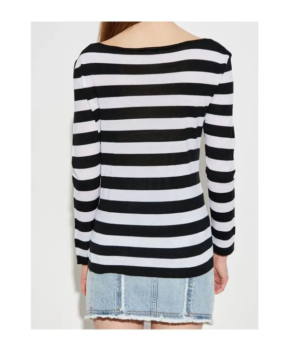 Balmain Striped Long Sleeve Jumper With Logo Embellishment