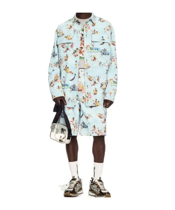 Off-White Cargo Shorts With Cherub Print