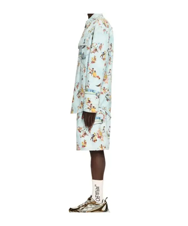 Off-White Cargo Shorts With Cherub Print