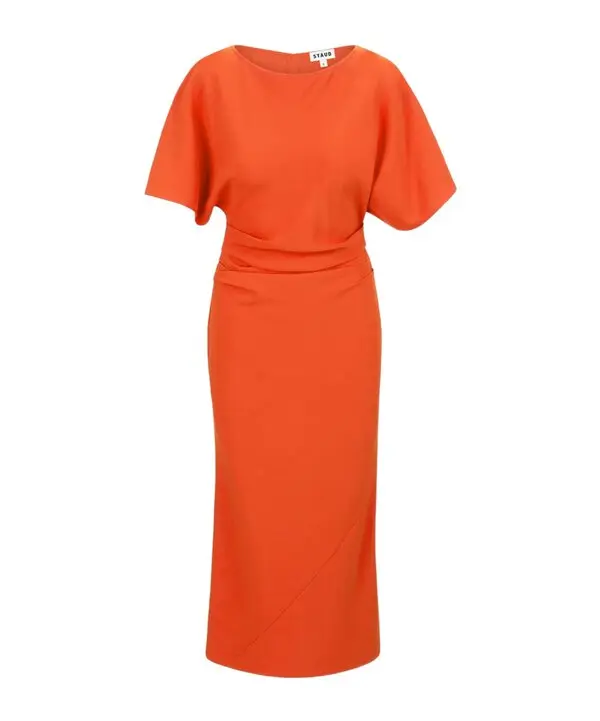 Staud Amelie Dress Batwing Sleeve Midi Dress