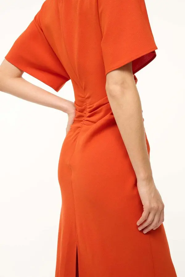 Staud Amelie Dress Batwing Sleeve Midi Dress