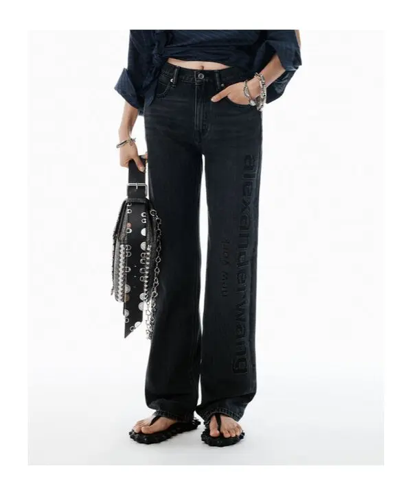 Alexander Wang Logo Cutout Mid-rise Jeans