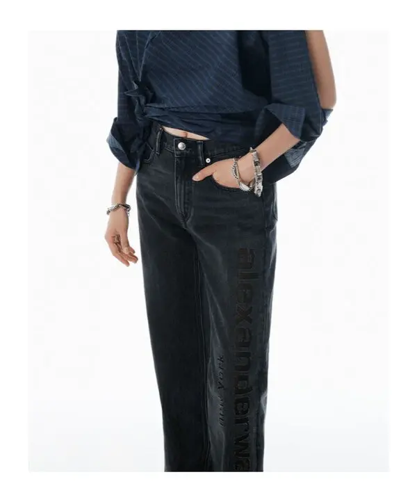 Alexander Wang Logo Cutout Mid-rise Jeans
