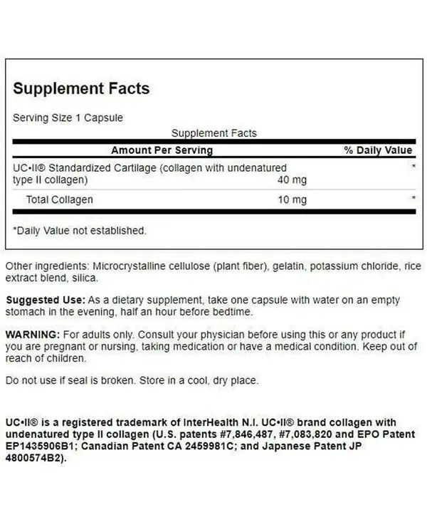 SWANSON Ucii Standardized Collagen 40 Milligrams 60 Capsules