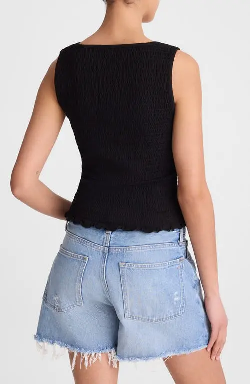Madewell Smocked Square Neck Tank - Jet Black