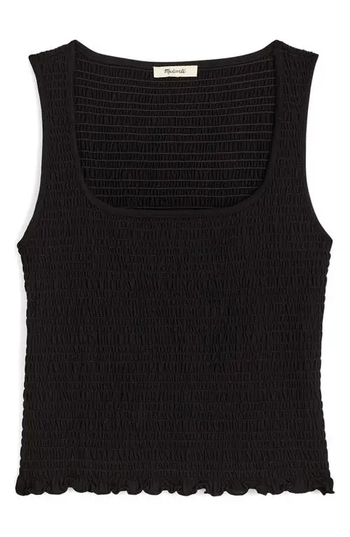 Madewell Smocked Square Neck Tank - Jet Black