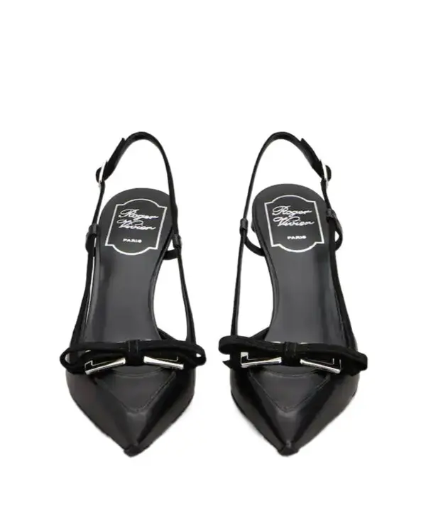 ROGER VIVIER Virgule Slingback Pumps In Leather With Mini Buckle Detailing - Black