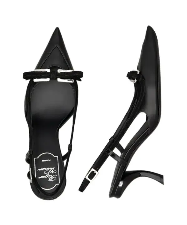 ROGER VIVIER Virgule Slingback Pumps In Leather With Mini Buckle Detailing - Black