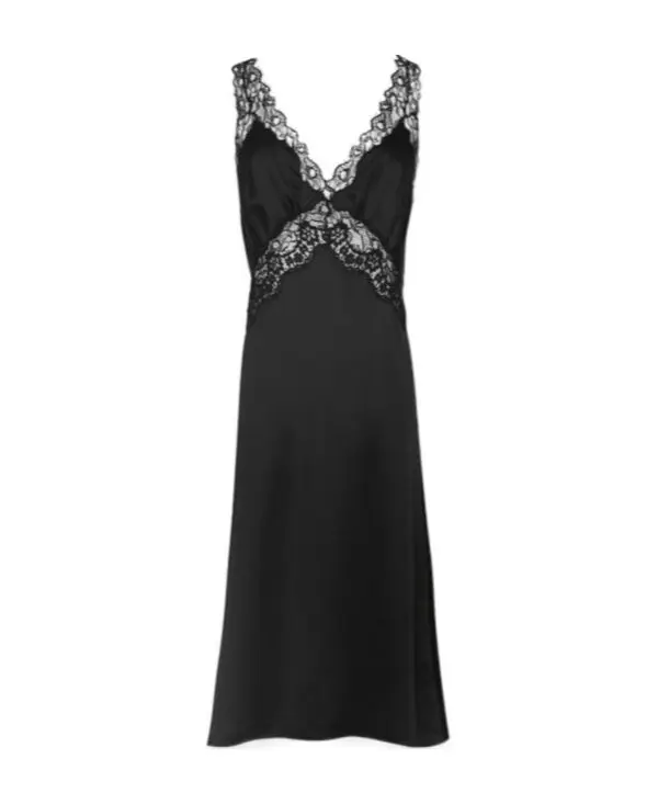 Saint Laurent Slip V-neck Lace Dress