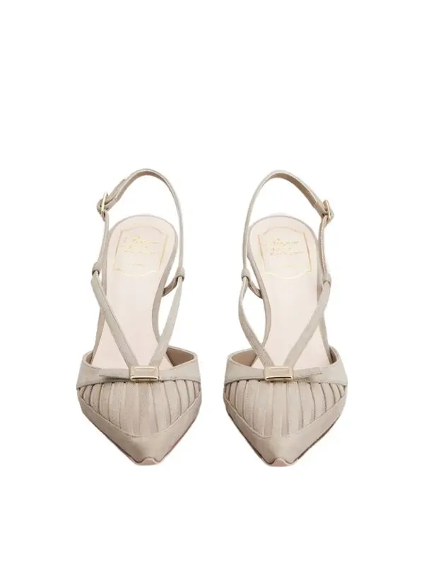 ROGER VIVIER Virgule D'orsay Pumps In Suede With Mini Buckle Detail - Grey