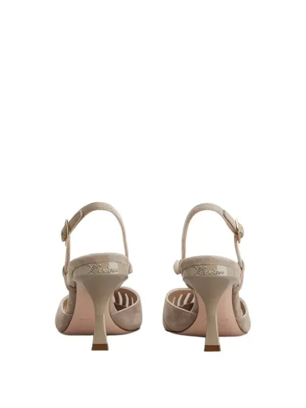 ROGER VIVIER Virgule D'orsay Pumps In Suede With Mini Buckle Detail - Grey