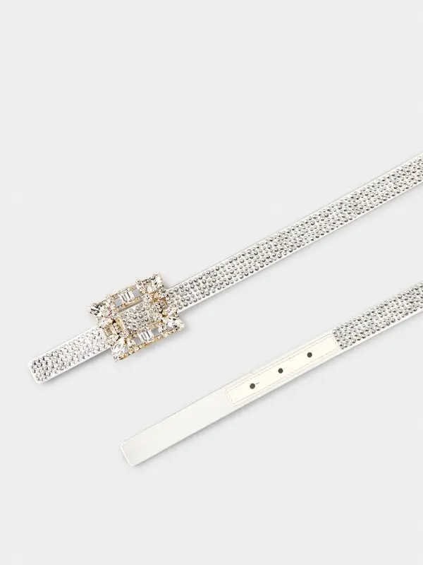 ROGER VIVIER Broche Vivier Buckle Hotfix Belt In Satin