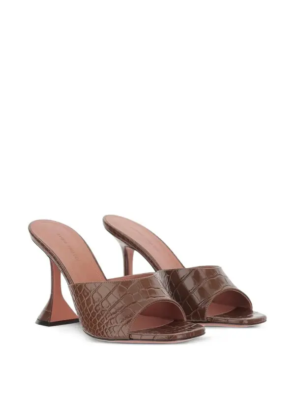 Amina Muaddi Embossed Leather Mules