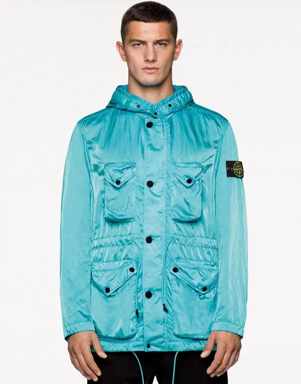 Stone Island Logo Patch Drawstring Hooded Jacket