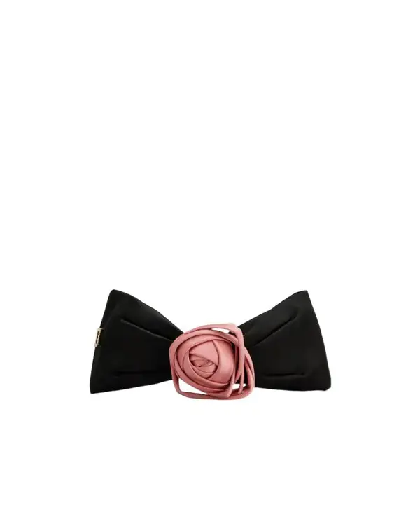 ROGER VIVIER Rose Satin Bandeau - Black, Pink, White