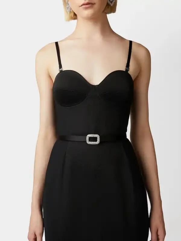 ROGER VIVIER Viv Choc Strass Buckle Belt In Satin