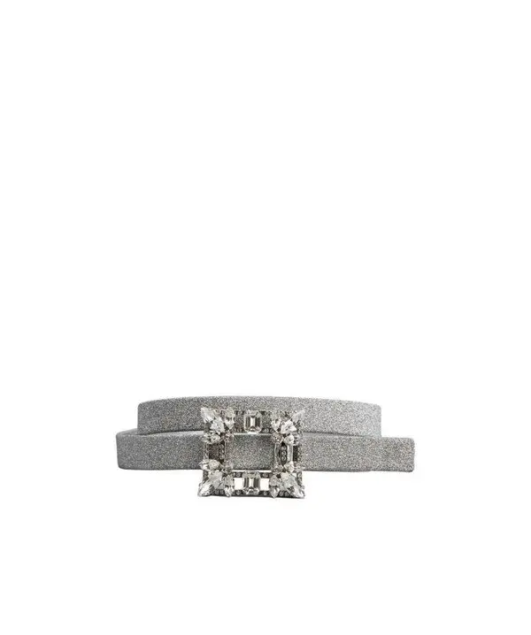 ROGER VIVIER Buckle Belt In Fabric - Gray