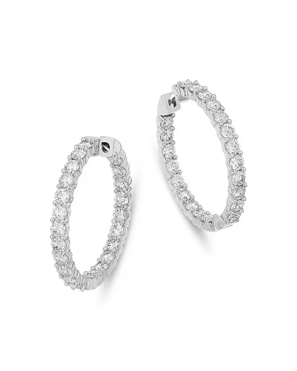 Bloomingdale'S Certified Diamond Inside Out Hoop Earrings In 14k Gold, 4.0 Tcw - White