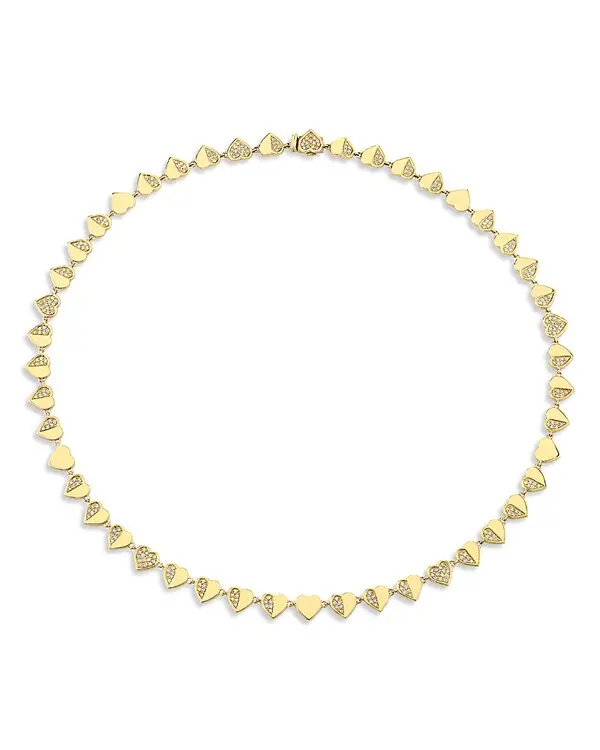 SYDNEY EVAN 14k Yellow Diamond Half Heart Eternity Necklace - Gold