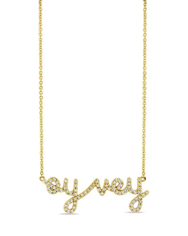 SYDNEY EVAN 14k Yellow Diamond "oy Vey" Bar Necklace - Gold