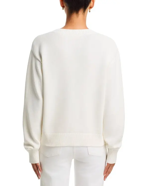 LoveShackFancy Ty Cotton Pullover Sweater With American Flag Graphic