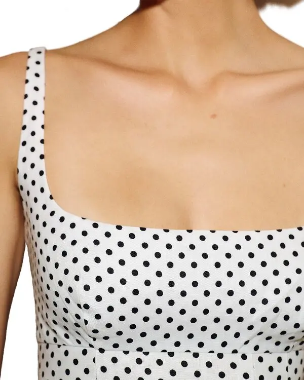 REFORMATION Sabine Linen Dress With Polka Dot Print - Eclipse Dot