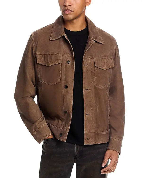 Rag & Bone Suede Trucker Jacket - Light Brown