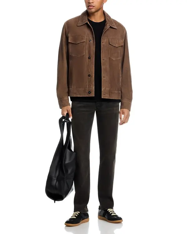 Rag & Bone Suede Trucker Jacket - Light Brown