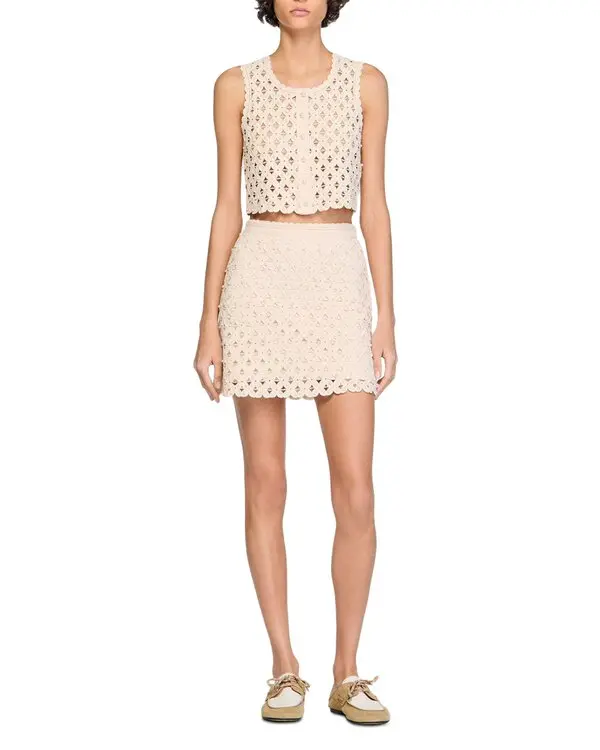 Sandro Beaded Crochet Cardigan