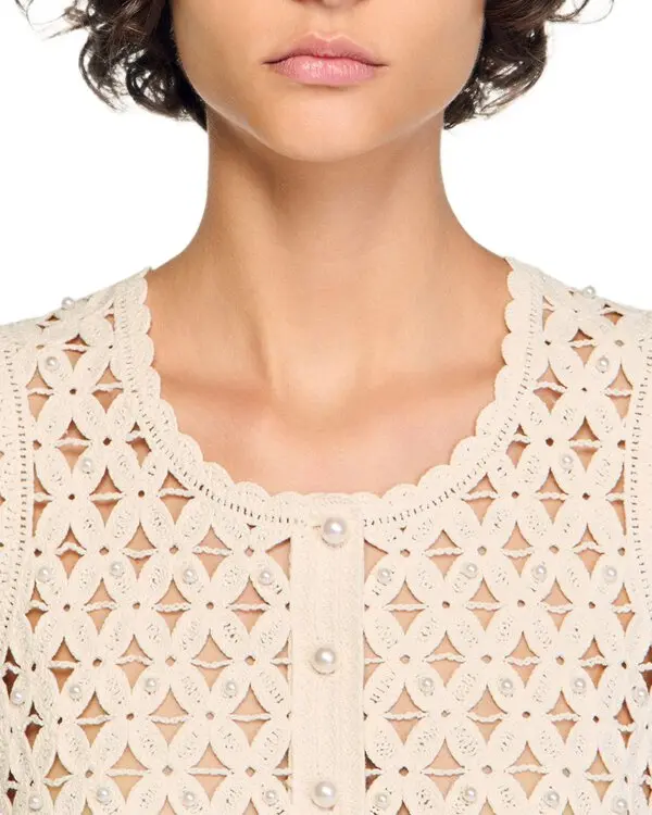 Sandro Beaded Crochet Cardigan